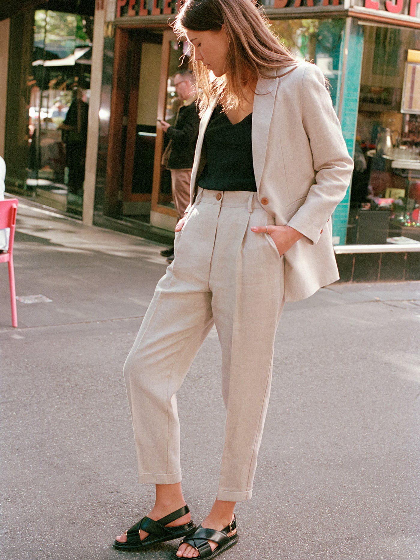 Luc Oat Japanese Linen Twill Ciggie Pants